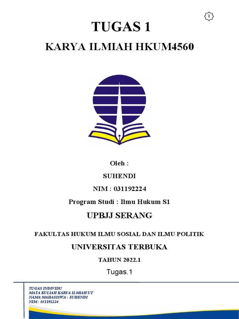 Tugas 1 Karya Ilmiah Ut | PDF