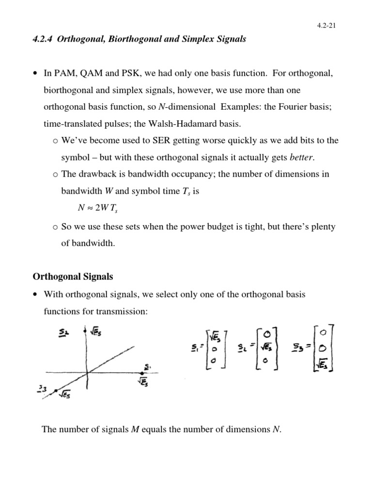 Orthogonal Biorthogonal and Simplex Signals | PDF | Orthogonal ...