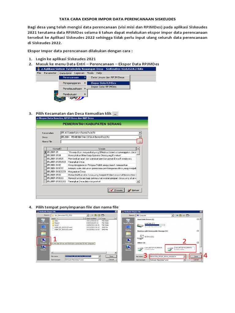 Tata Cara Ekspor Impor Data Perencanaan Siskeudes | PDF