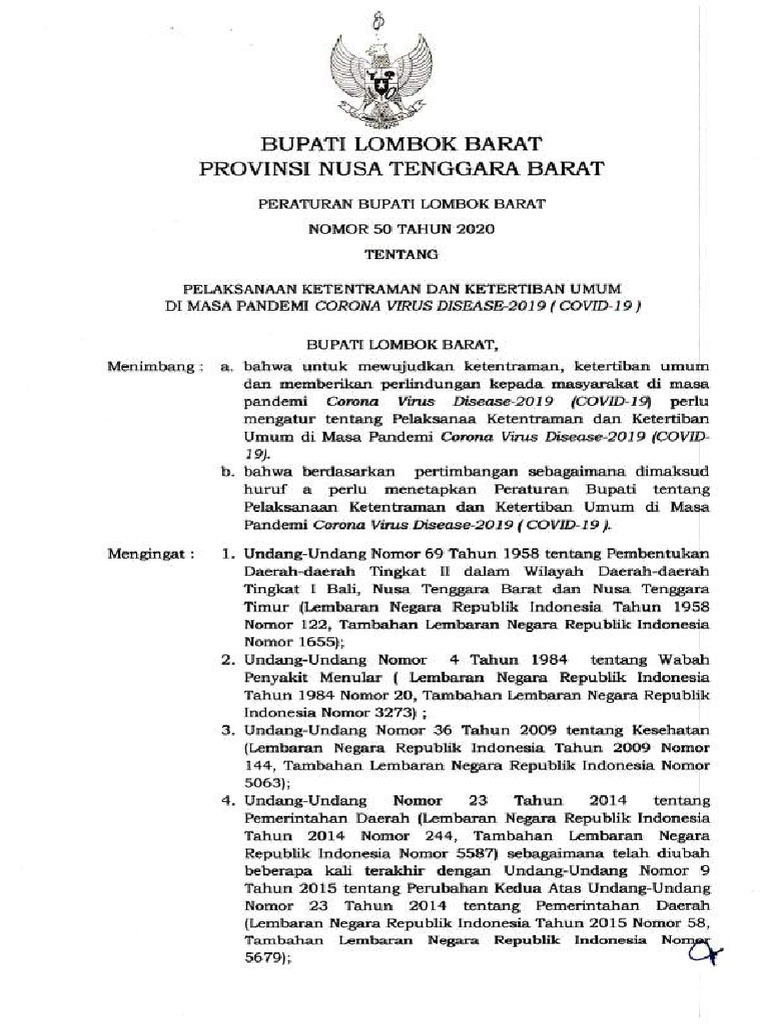 Perbup No. 50 Tahun 2020 - Compressed | PDF