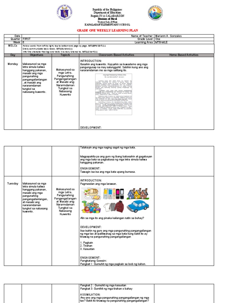 Wlp-Mother Tongue-Week - 6-Q1 | PDF
