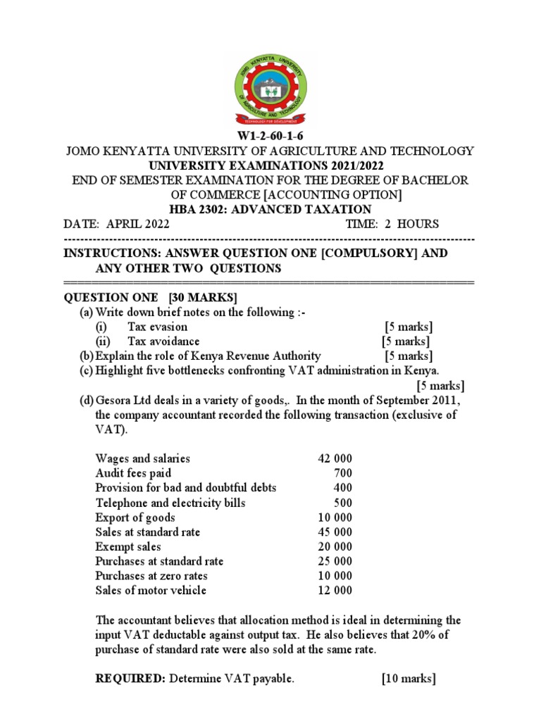 Hba 2302 Advanced Taxation | PDF | Expense | Value Added Tax