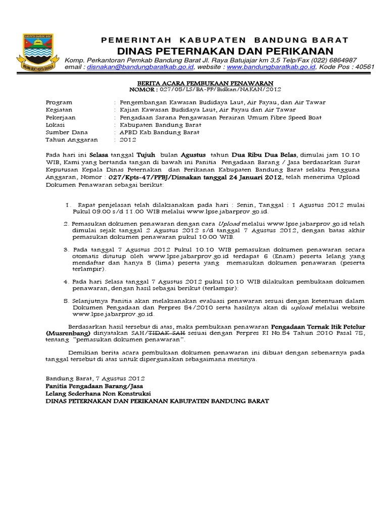 BA Pembukaan Penawaran Speed Boat | PDF