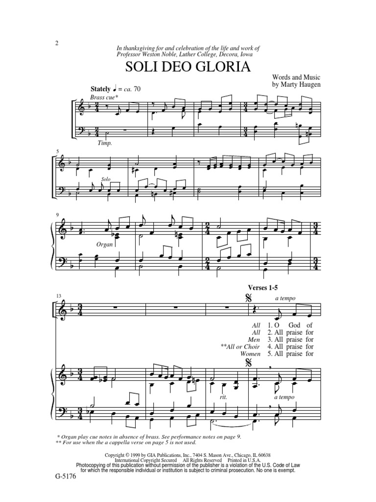 Soli Deo Gloria: Ca. 70 Words and Music by Marty Haugen | PDF