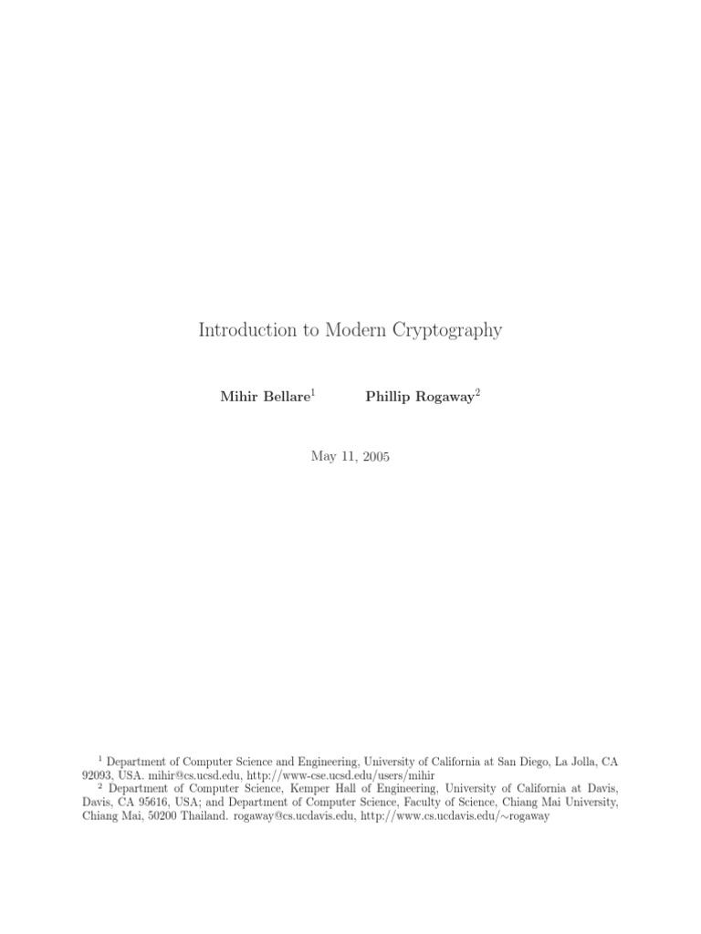 Introduction To Modern Cryptography Pdf