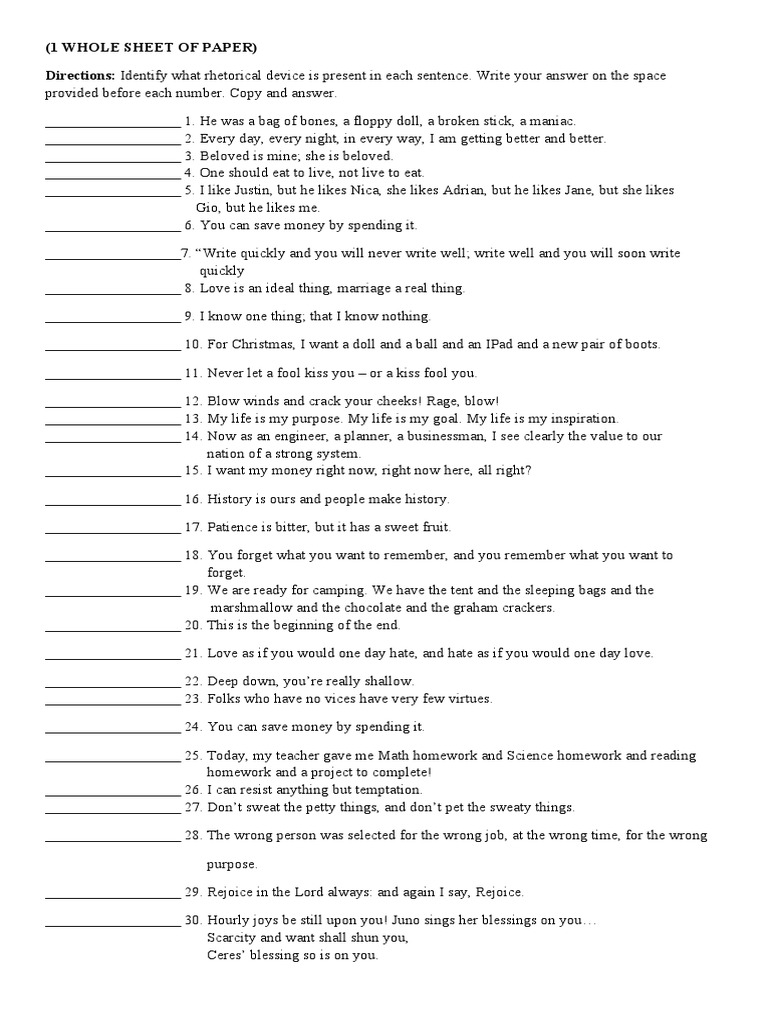 Rhetorical Devices Quiz | PDF