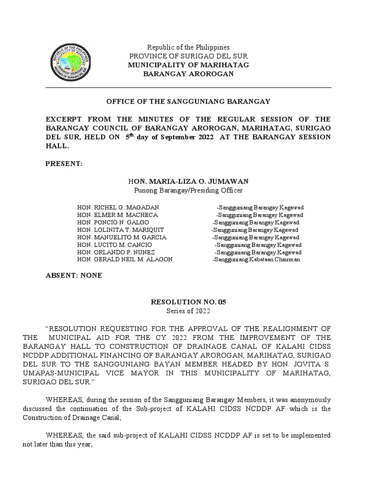 Resolution For Municipal Aid 2022 | PDF | Philippines | Government