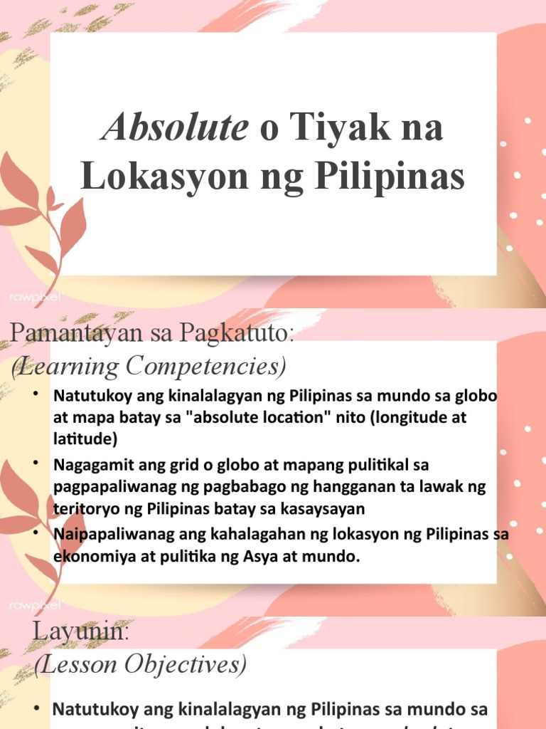 Absolute o Tiyak Na Lokasyon NG Pilipinas | PDF