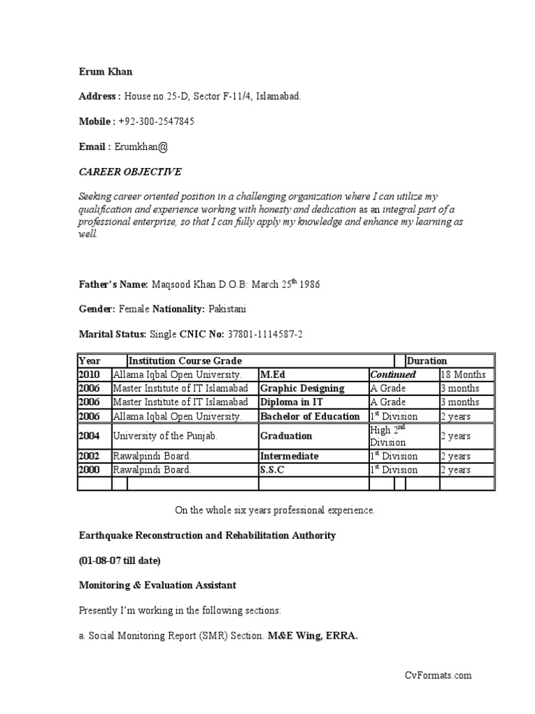 Monitoring Evaluation Assistant CV Template Word | PDF | Microsoft ...