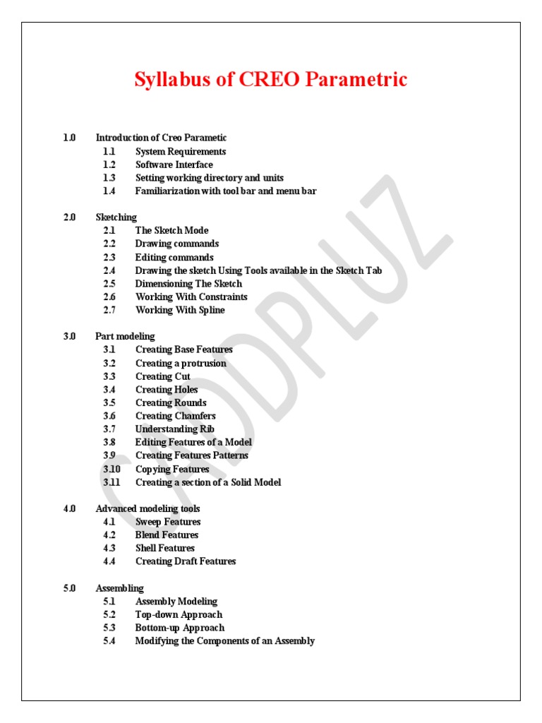 Creo Parametric Syllabus | PDF | Simulation | Mathematical Optimization