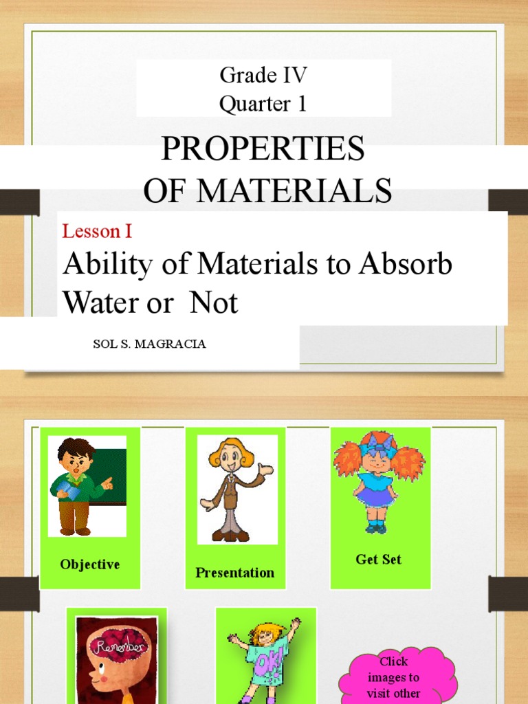 Lesson 1 - Ability of Materials To Abosorb Water or Not | PDF