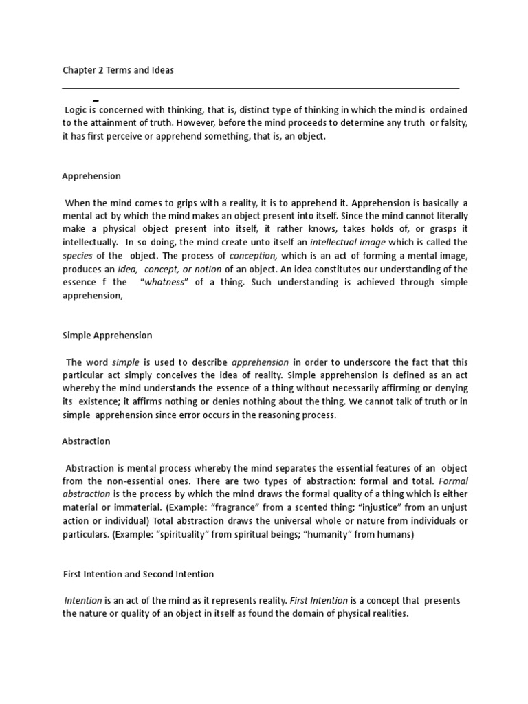 Logic Chapter 2 | PDF | Idea | Mind