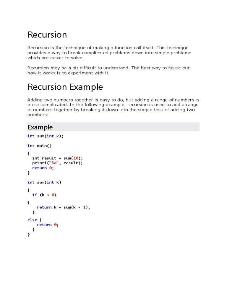 Recursion Pdf Subroutine Function Mathematics 8059