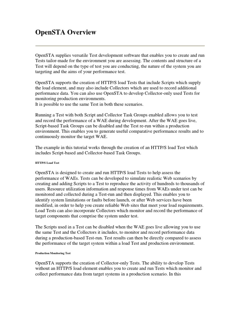 HTTP/S Load Test: An Overview of Creating Load Tests Using OpenSTA to ...