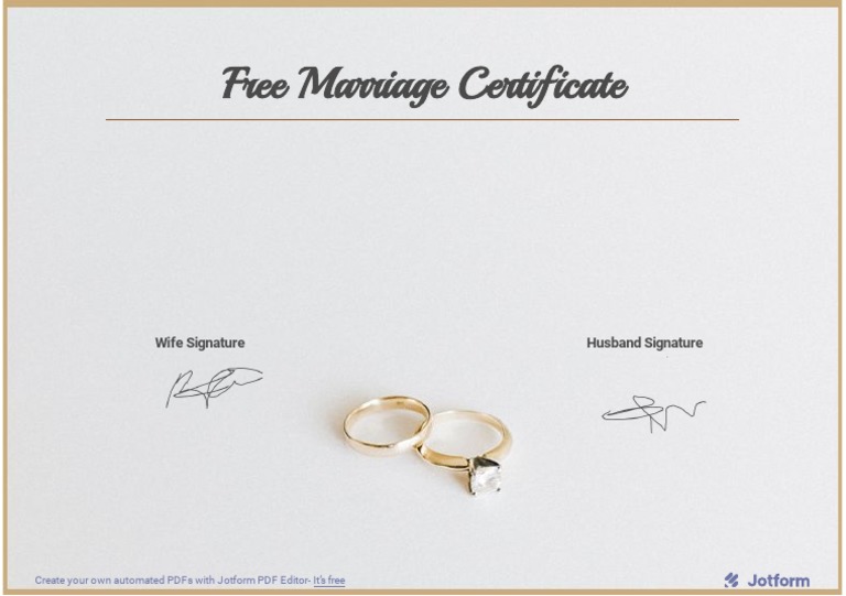 Free Marriage Certificate: Husband Signature Wife Signature | PDF