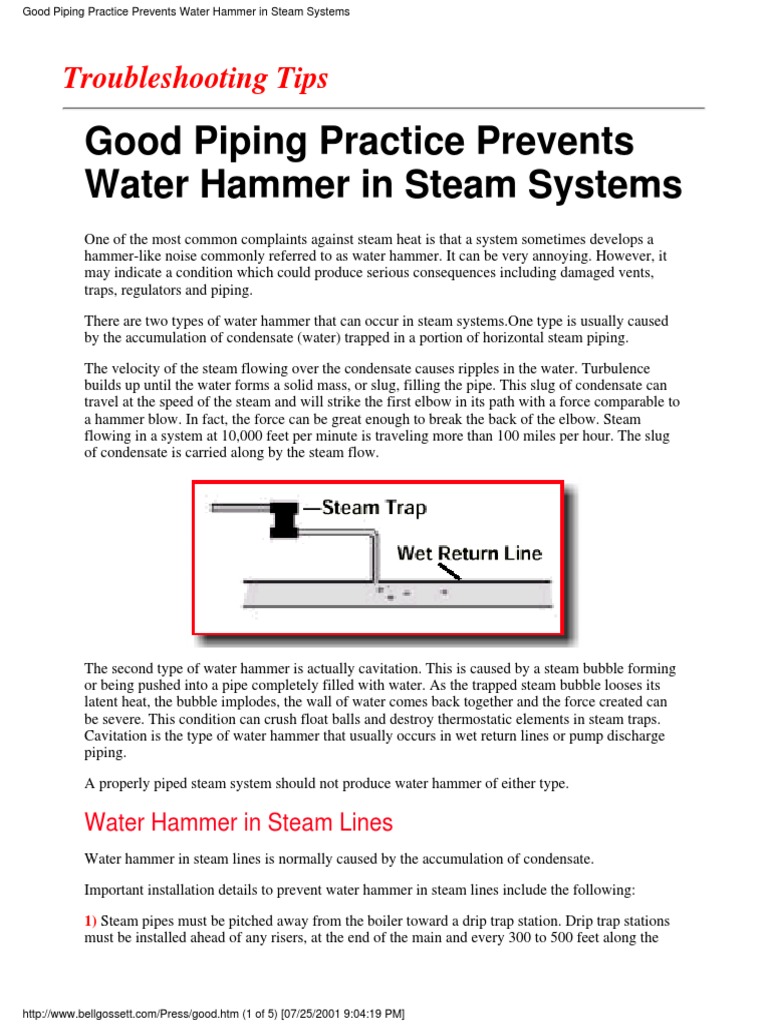 Water Hammer in Steam Lines | PDF | Pump | Boiler