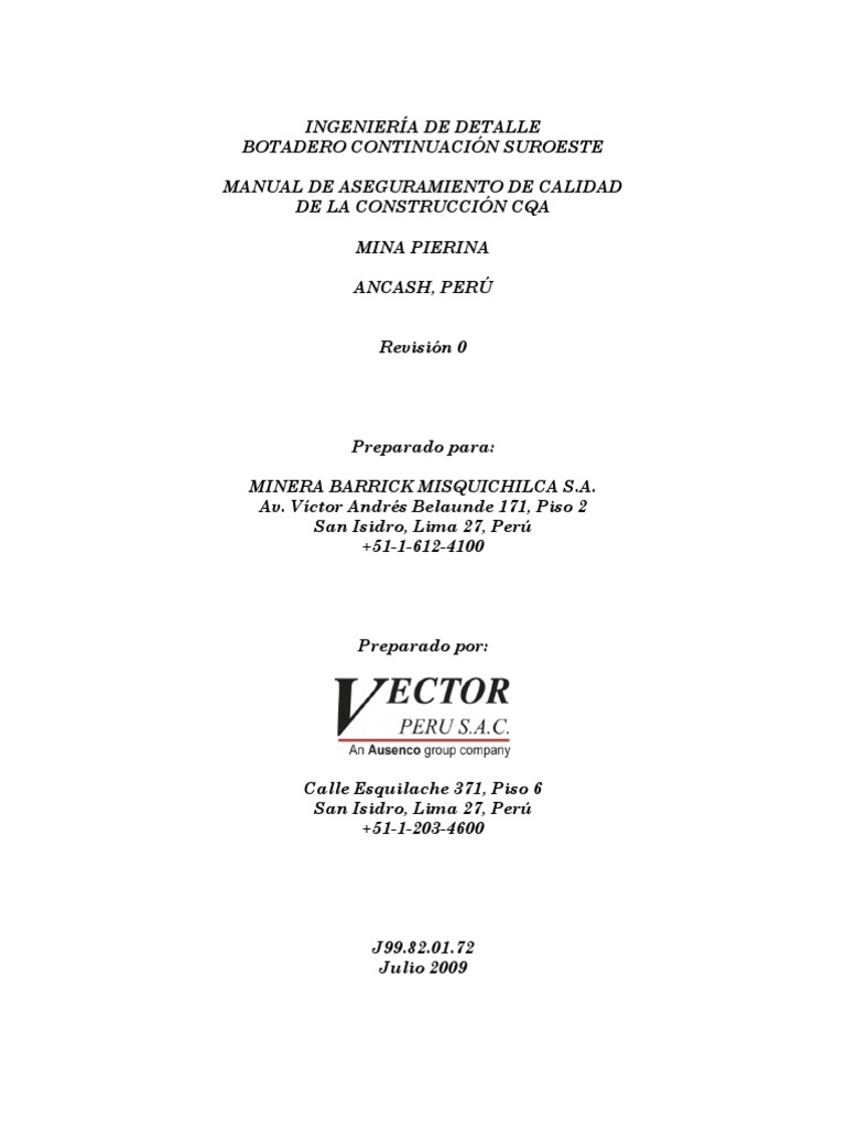Aseguramiento de Calidad Botadero Minero | PDF | Minería | Excavación ...