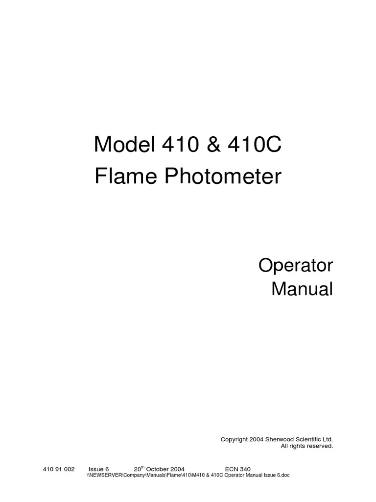 Model 410 & 410C Flame Photometer: Operator Manual | PDF | Ac Power ...