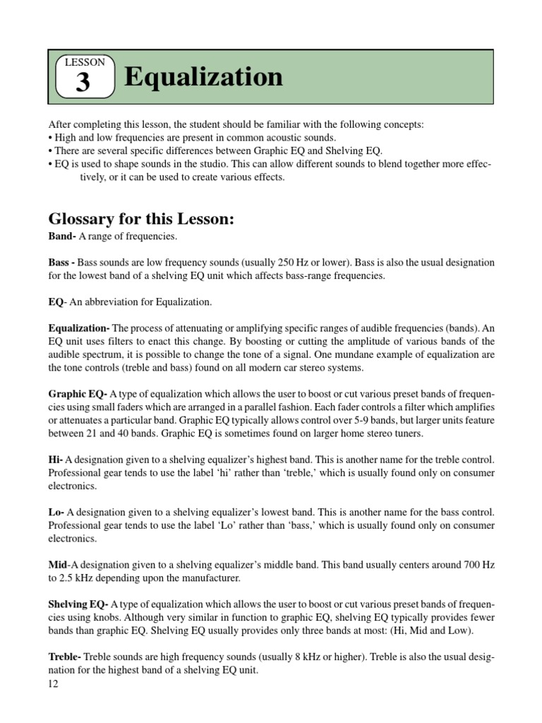 03 Eq | PDF | Equalization (Audio) | Audio Engineering