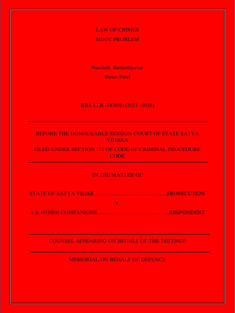 Moot Problem on Criminal Law Issues | PDF | Aiding And Abetting ...
