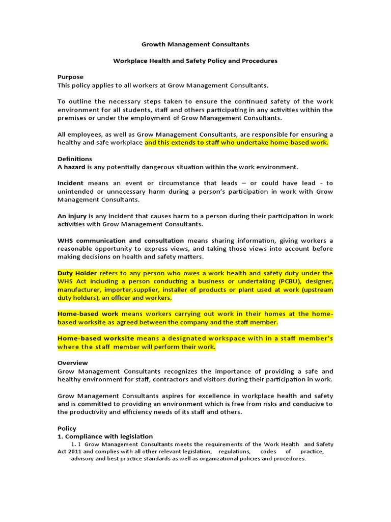 Task 2 Adapted Policy Attachment | PDF | Occupational Safety And Health ...