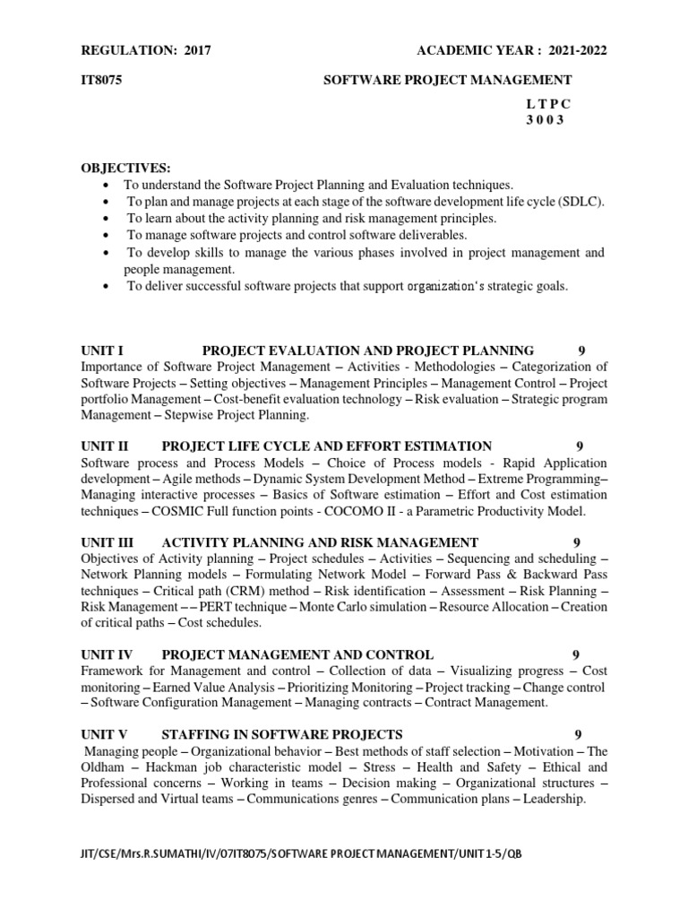 QB SPM | PDF | Software Development Process | Project Management