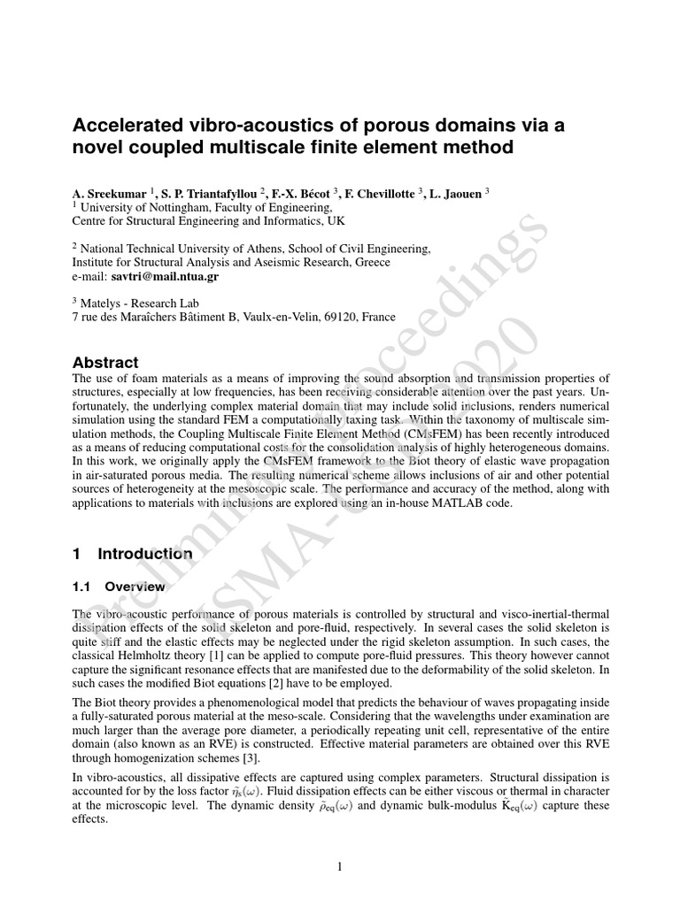 Preprint - Accelerated Vibro-Acoustics of Porous Domains Via A Novel Multiscale Finite Element ...