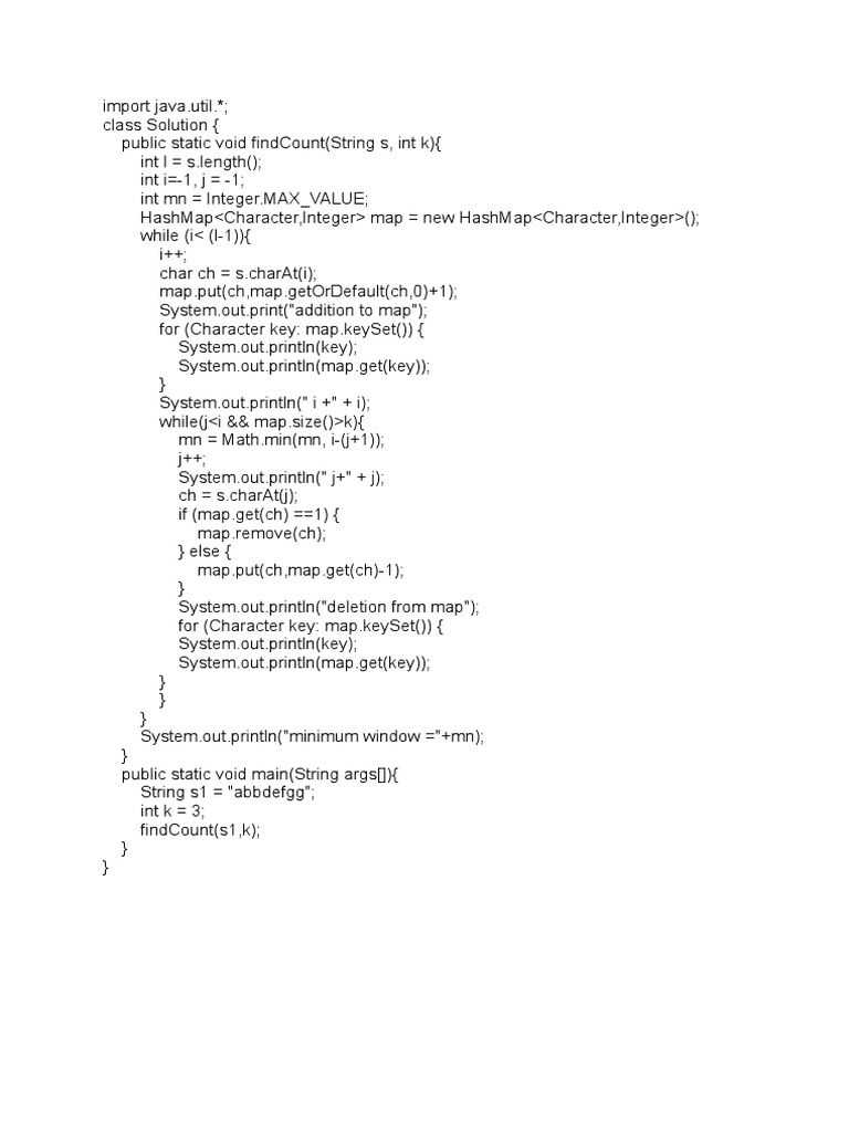 Minimum Window Count With K Distinct Characters | PDF | Science & Mathematics | Computers