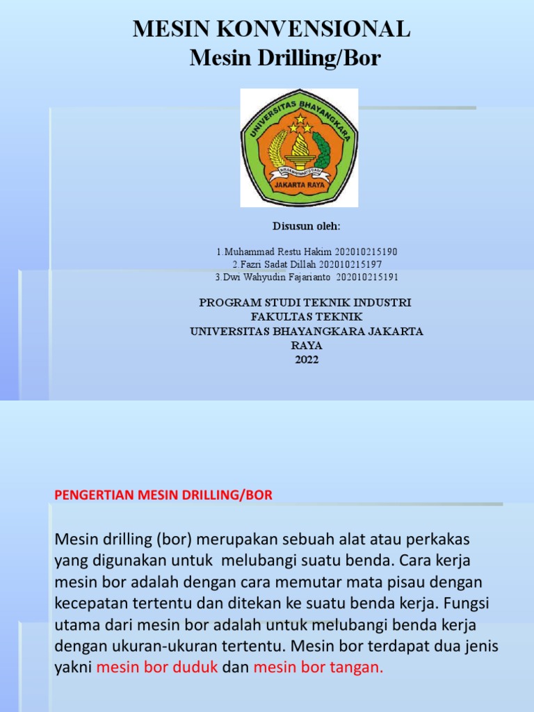 Mesin Konvensional Mesin Drilling Atau Bor | PDF