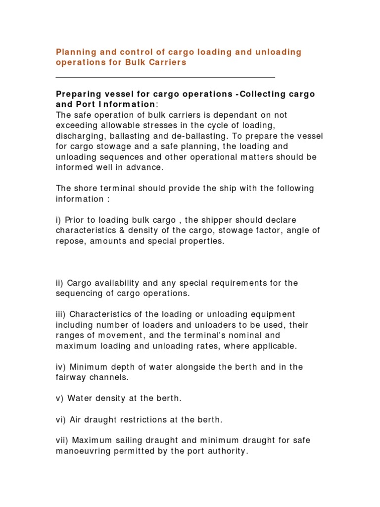 Ensuring Safe Cargo Loading and Unloading Operations Through Careful ...