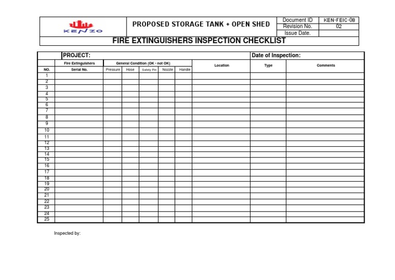 OHSE-CL-07 Fire Extinguisher Inspection Checklist | PDF | Technology ...