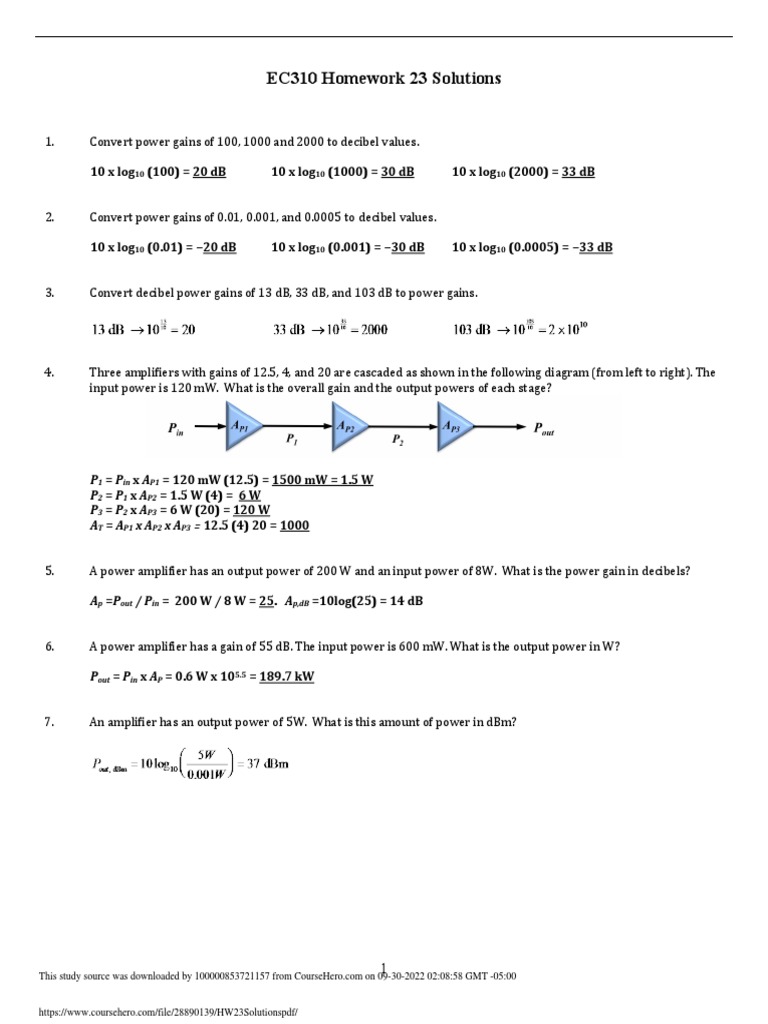 HW23Solutions PDF | PDF | Decibel | Amplifier
