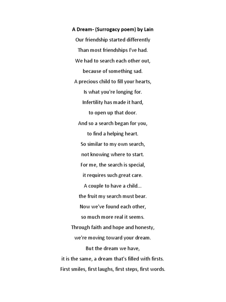 A Dream - Poem On Surrogacy | PDF
