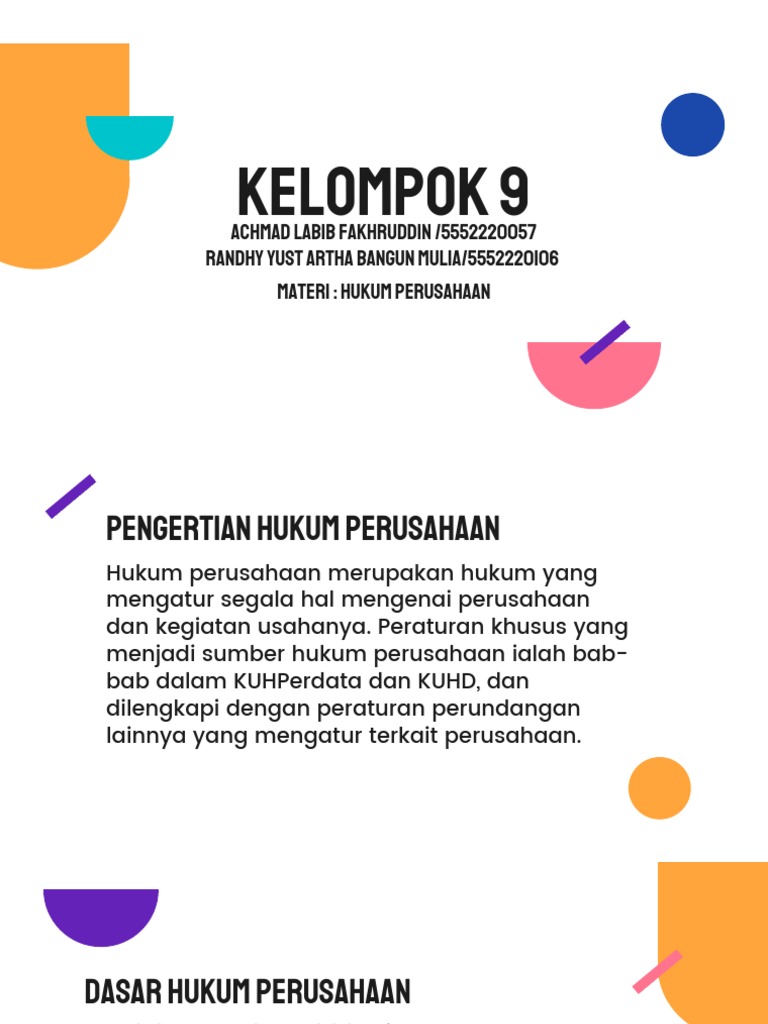 Kelompok 9 Aspek Hukum Dalam Ekonomi Hukum Perusahaan Pdf 