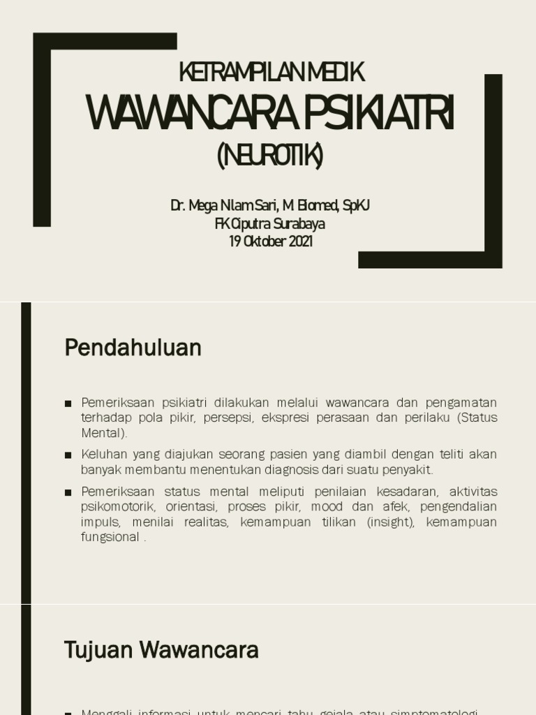 drIrene-2021-Ketrampilan Medik Teknik Wawancara Psikiatri (Neurotik ...