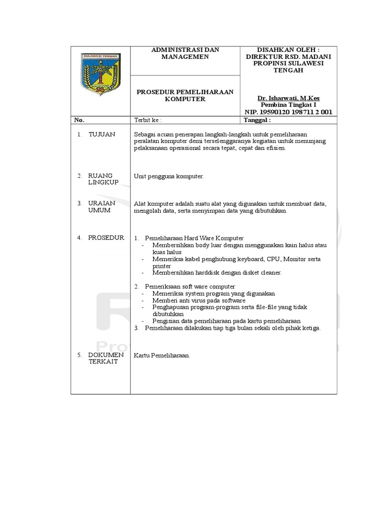 Prosedur Pemeliharaan Komputer | PDF