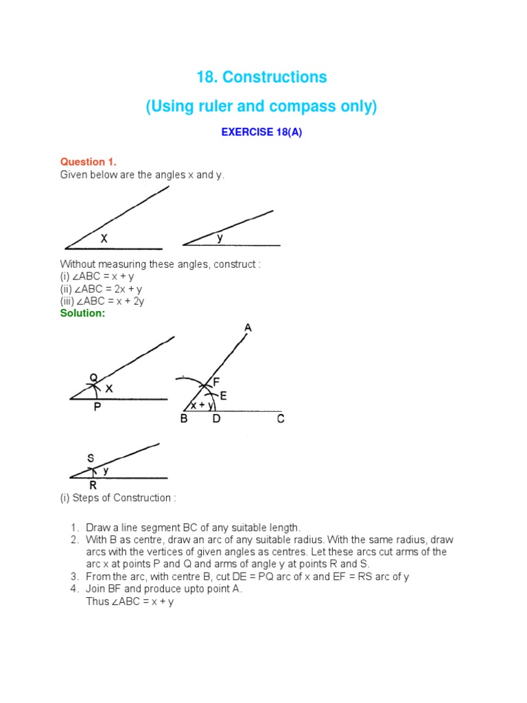 Angle Construction Techniques with Ruler and Compass | PDF | Euclidean ...