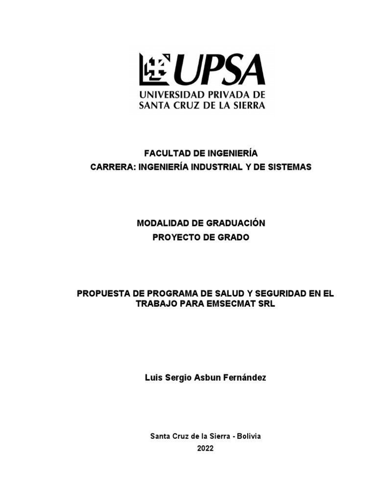 TFG Final Sergio Asbun Fernandez | PDF | Seguridad y salud ocupacional | Yeso