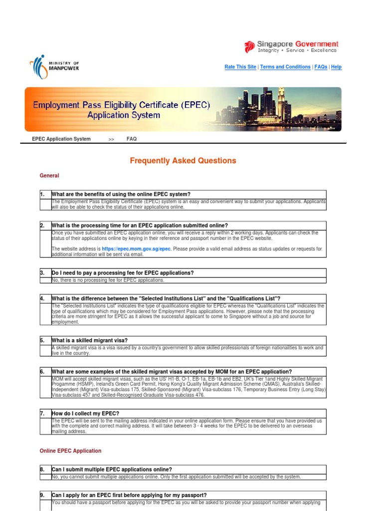 FAQ For EPEC Application | PDF | Travel Visa | Email