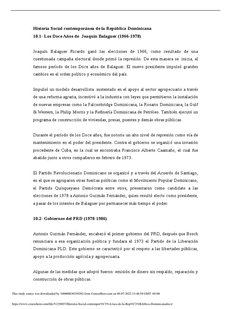 Historia Social Contempor Nea de La Rep Blica Dominicana | PDF | República Dominicana | Gobierno