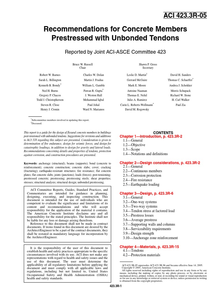 ACI Committee 423 - Recommendations For Concrete Members Prestressed ...