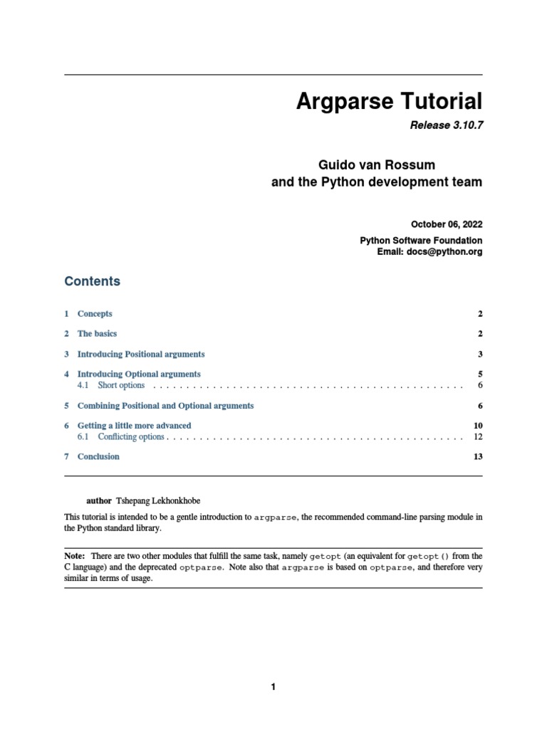 Howto Argparse Pdf Parameter Computer Programming Software 1258