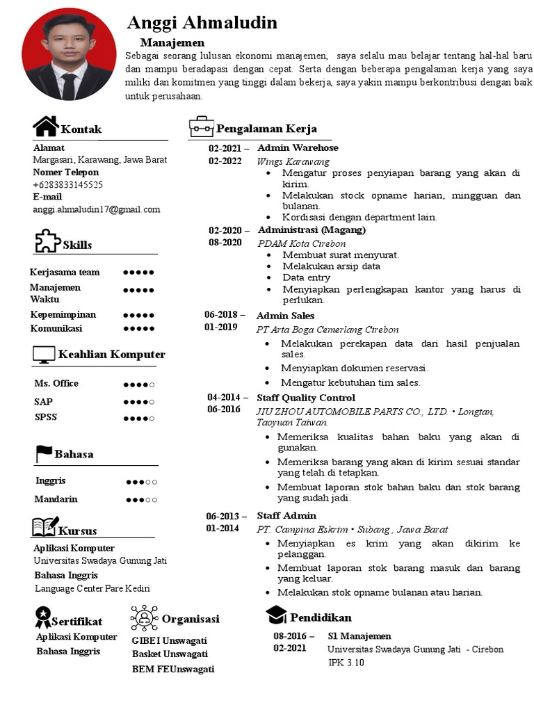CV Anggi Ahmaludin. | PDF