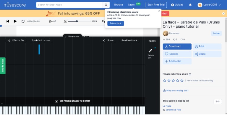 La Flaca - Jarabe de Palo (Drums Only) - Piano Tutorial | PDF | Software | Computing