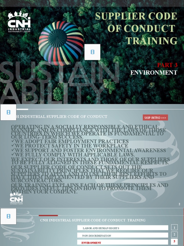 Supplier Code of Conduct: Environment Training | PDF | Natural ...