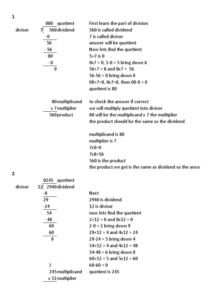 Long Division: Finding Quotients & Remainders | PDF | Division ...
