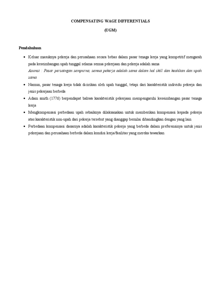 COMPENSATING WAGE DIFFERENTIALS (Bahan | PDF COMPENSATING WAGE DIFFERENTIALS (Bahan | PDF