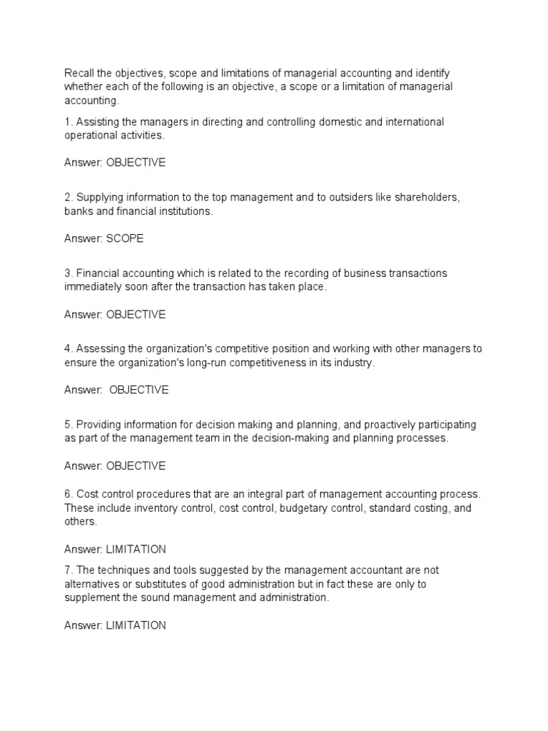 Objective, Scope and Limitation | PDF