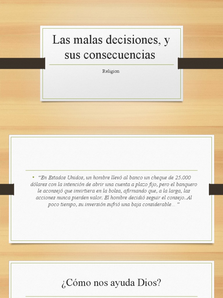 Las Malas Decisiones, y Sus Consecuencias | PDF