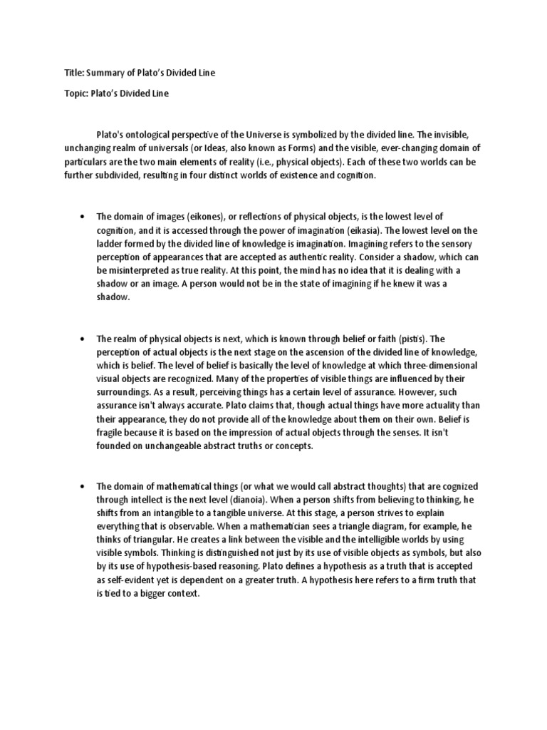 Plato's Divided Line | PDF | Truth | Reason